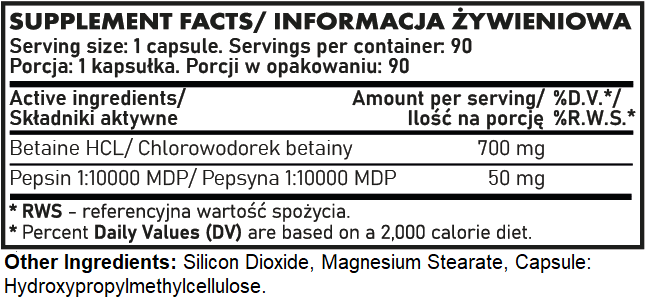 Phenom Betaina HCL 90kaps. Betaina Wydolność